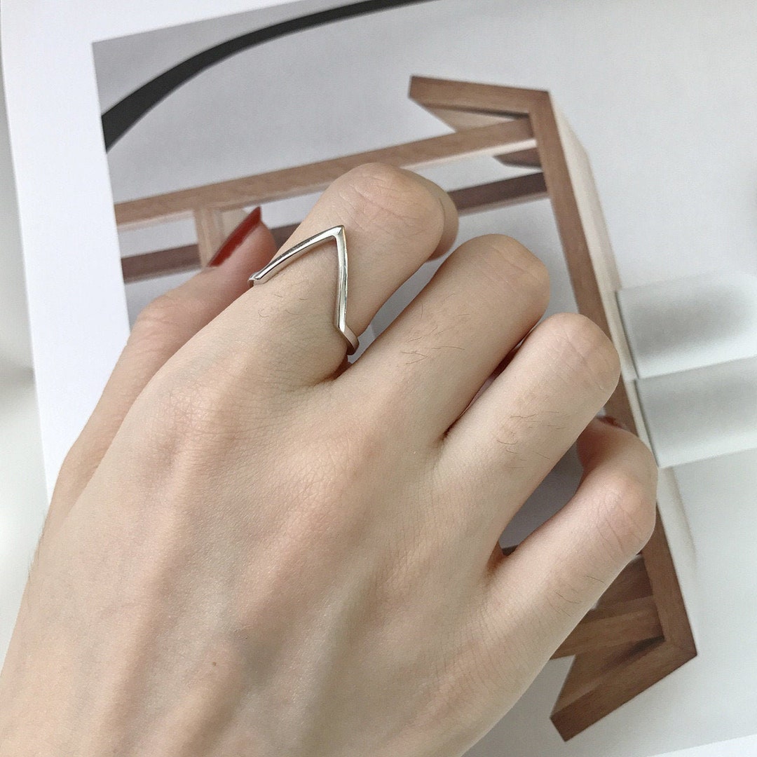 Sterling Silver Simple V Shape Ring, One Size Ring - Etsy UK