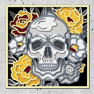Flower Skull Shadow Box Svg, Halloween Shadow Box Svg,cricut Projects ...