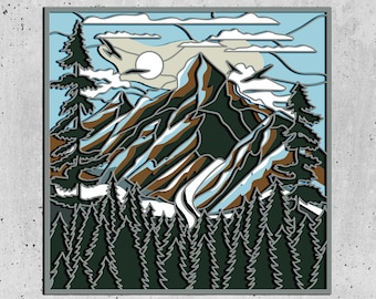 Mountain Shadow Box SVG, Shadow Box Svg, Nature Svg, Layered Mountains ...
