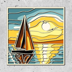 Seascape With Boats 3D Mandala SVG Files, Laser Cut Template Files ...