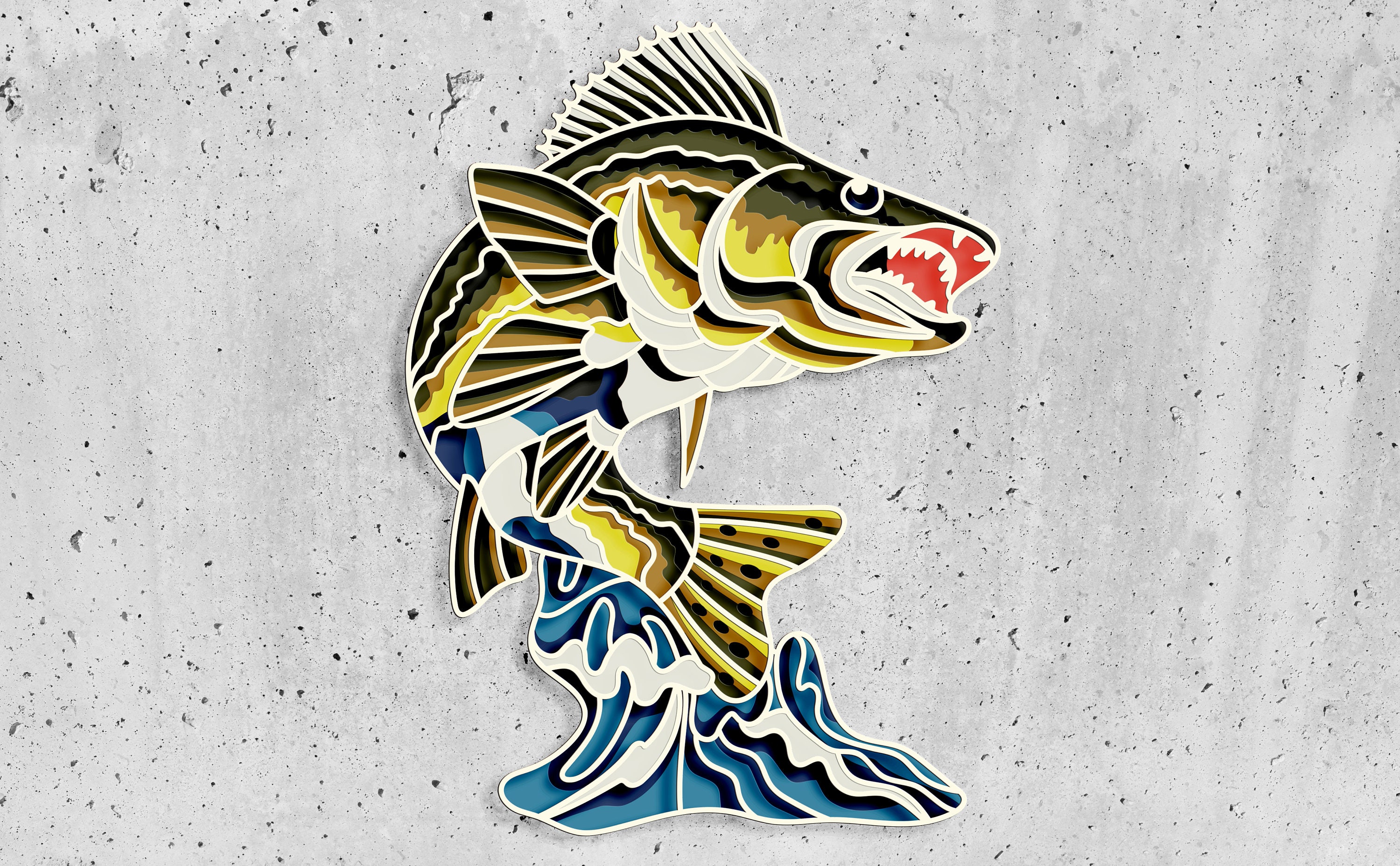 Walleye Fish Layered SVG 3d, 3D Mandala Svg, CNC Milling Station DXF ...