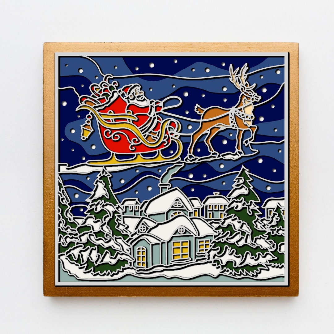 Santa Shadow Box SVG, Winter Paper Craft SVG, Cricut Christmas Project ...