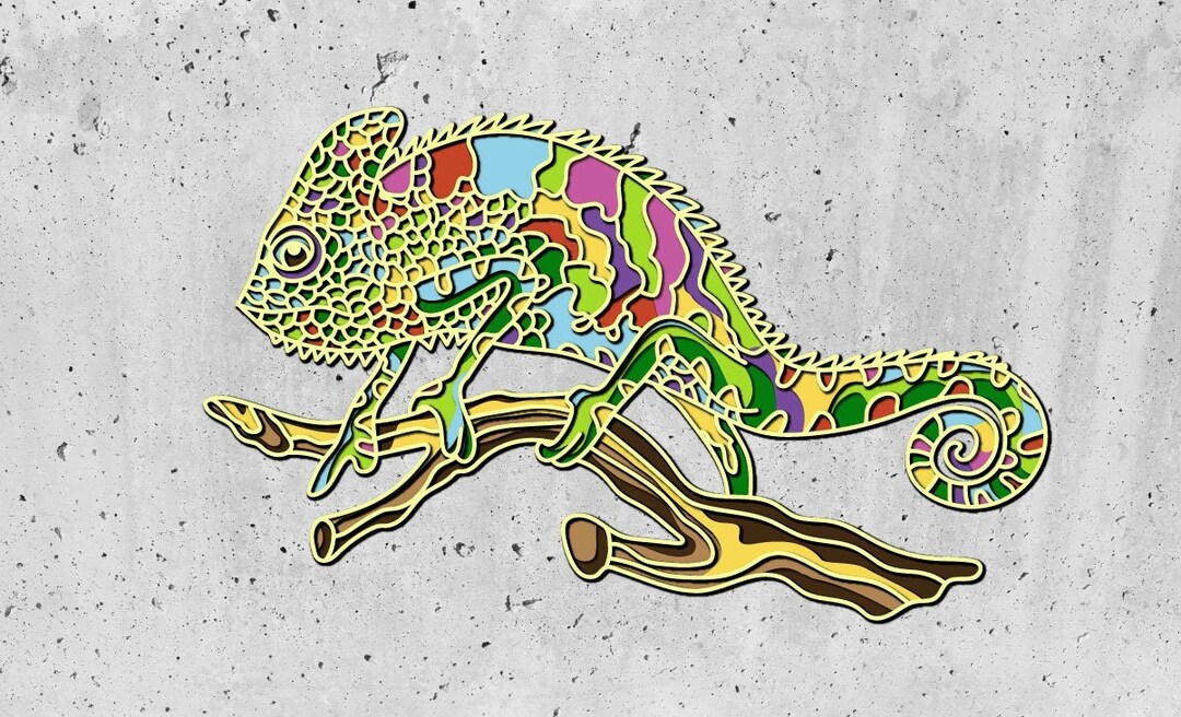 Mandala Chameleon Svg Files, Laser Cutting Template Files, Multi-layer ...
