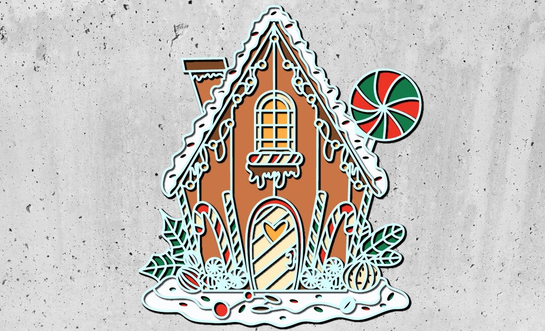 3d Gingerbread House Svg, Christmas House Shadow Box Svg Cricut Files ...
