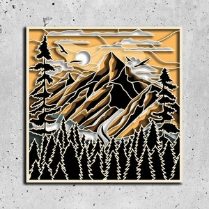 Mountain Shadow Box SVG, Layered Mountains SVG, 3d Mountains Svg ...