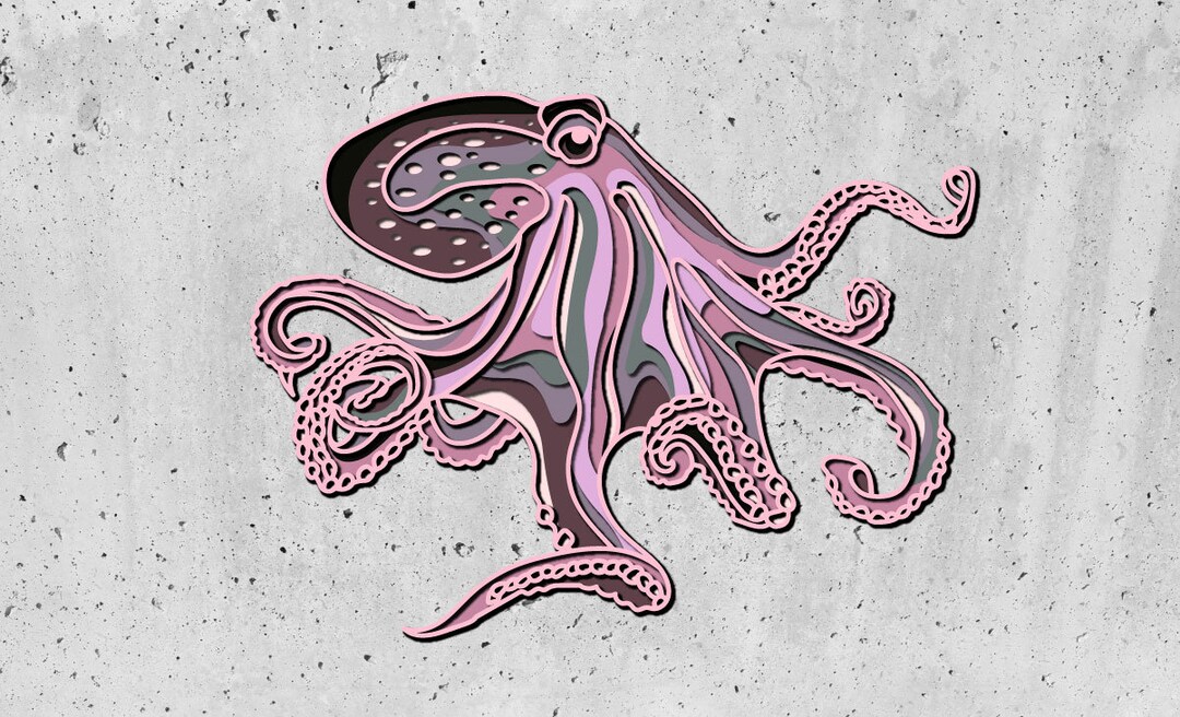 Layered SVG 3D Octopus Plywood Cut File, SVG Paper Cut File, 3D Plywood ...