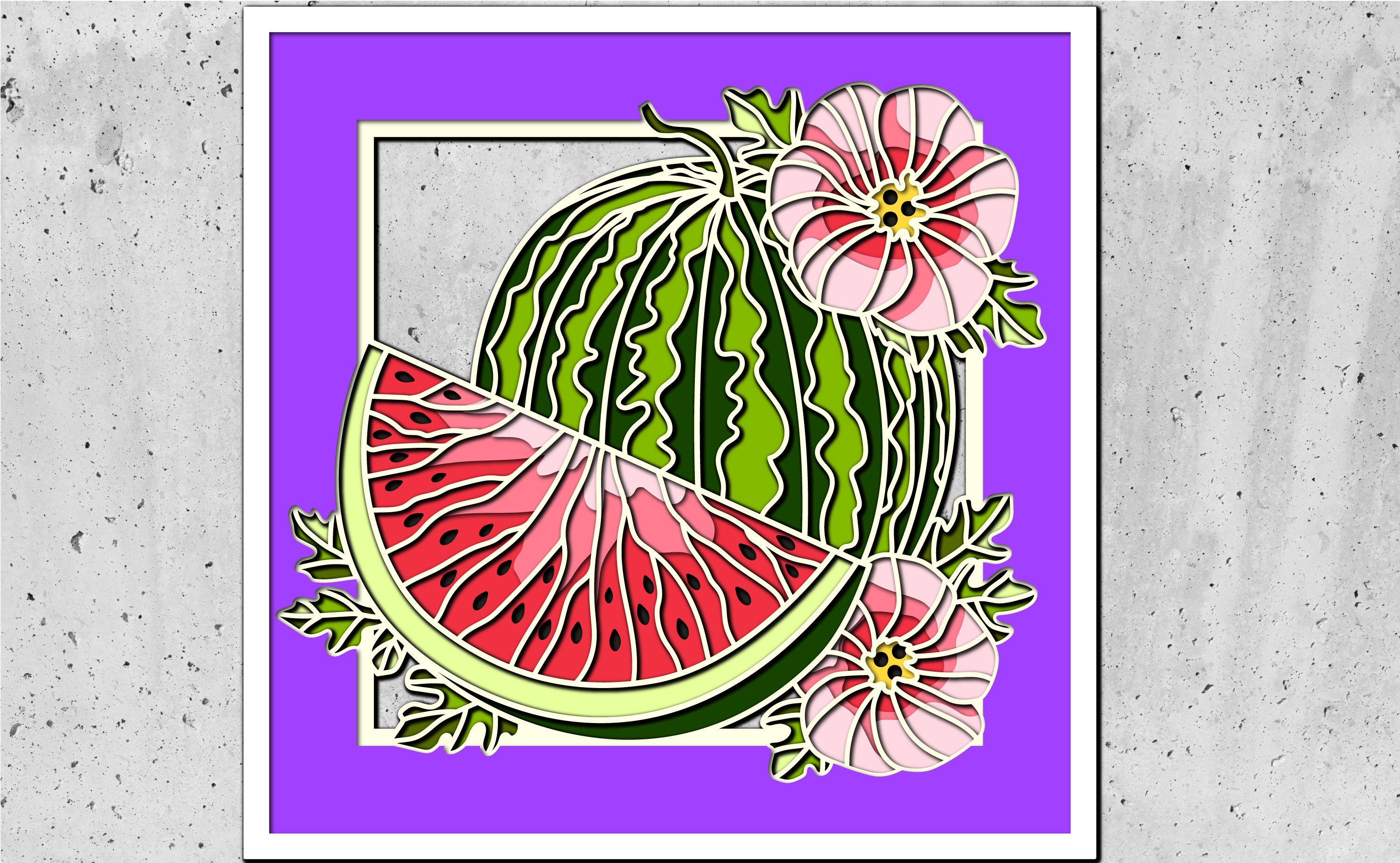 Watermelon Slice 3D SVG Shadow Box ,summer Layered Flowers Cricut ...