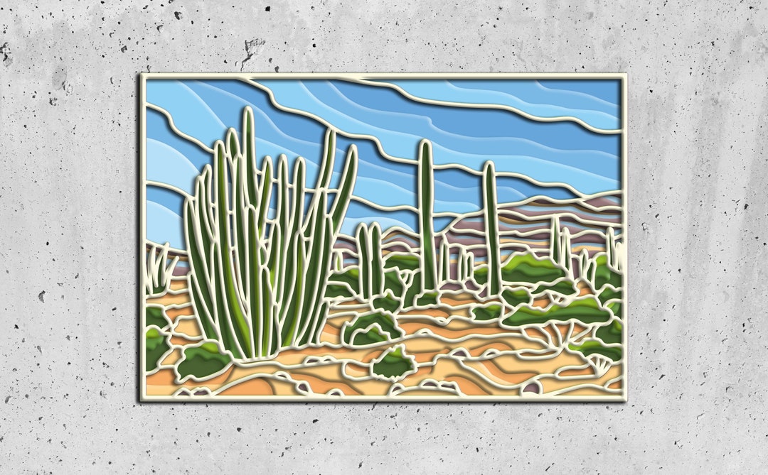 Desert 3D Laser Svg,Сactus 3D Zentangle Svg Files, 3D Mandala Svg, DXF ...