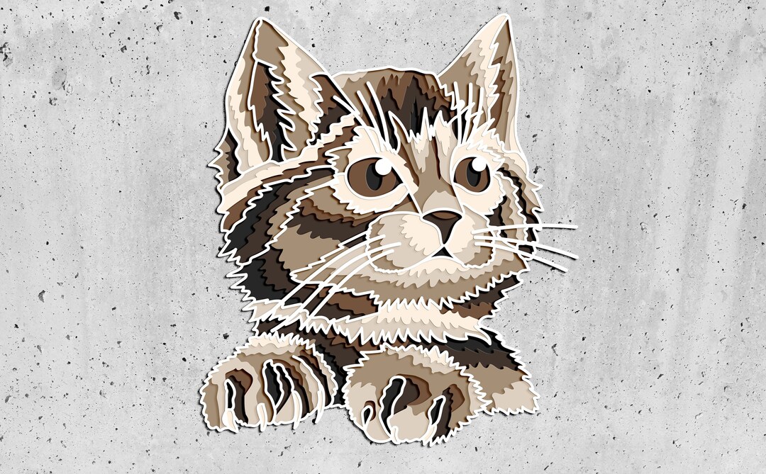 Cat Svg, Love Cat 3d Laser Svg, Multi Layer Svg Files for Laser or ...