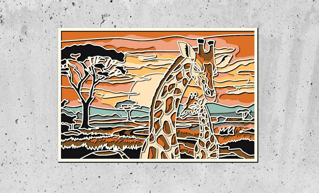 Giraffe Mom and Baby Mandala Svg,africa 3D Papercraft, Layered SVG ...