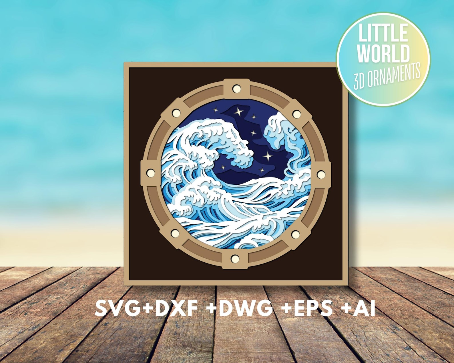 Ocean Waves Shadow Box Mini Bundle, Diy Beach House Wallpaper Cut for ...