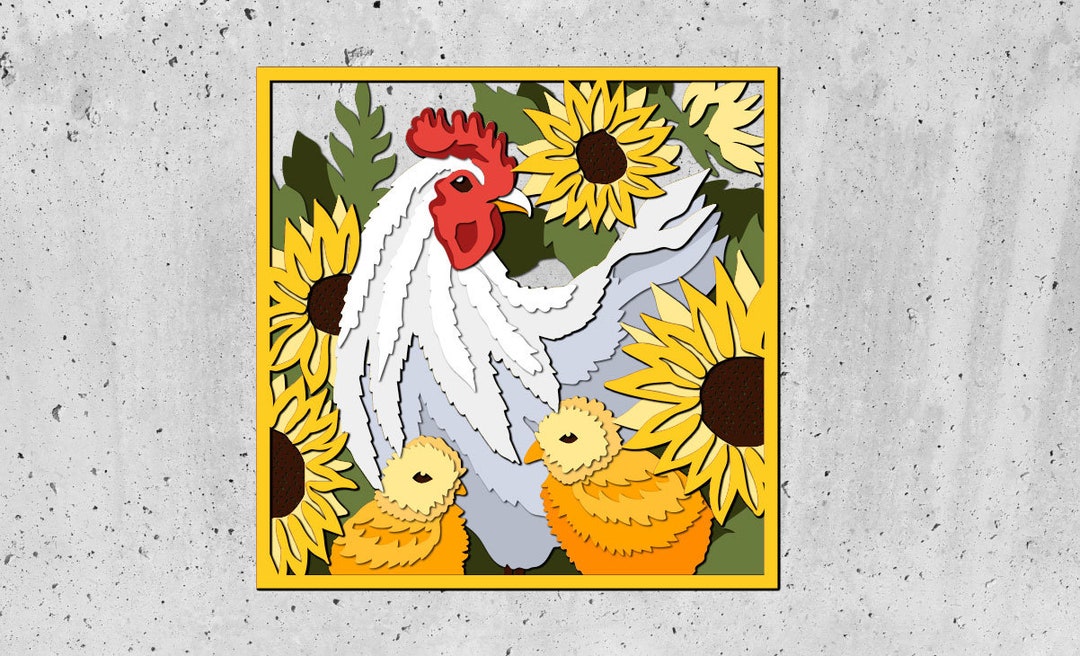 3D Mother Hen With Chick Shadow Box Svg,3d Flowers SVG, Cricut ...