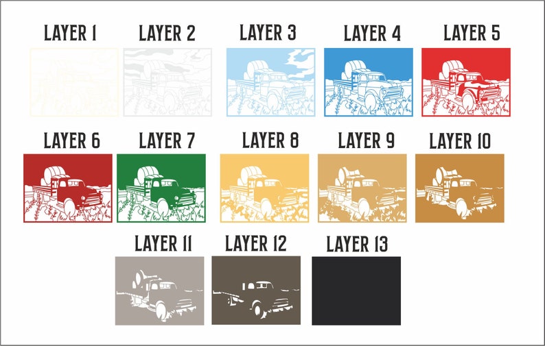 Farm Truck 3D Zentangle SVG Files, Laser Cut Template Files, Layered ...