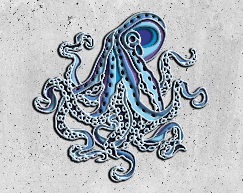 Octopus Layered SVG 3D Layer plywood Cutting Paper Cutting - Etsy