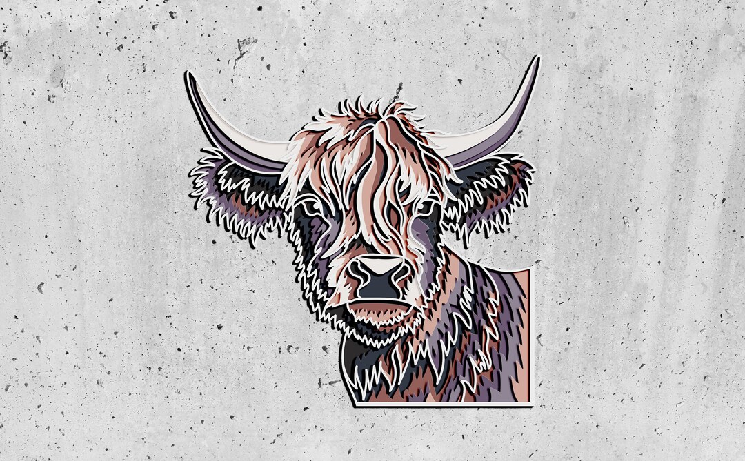 Highland Cow 3D Layered SVG for Cardstock,cow Memorial Box,colorful Cow ...