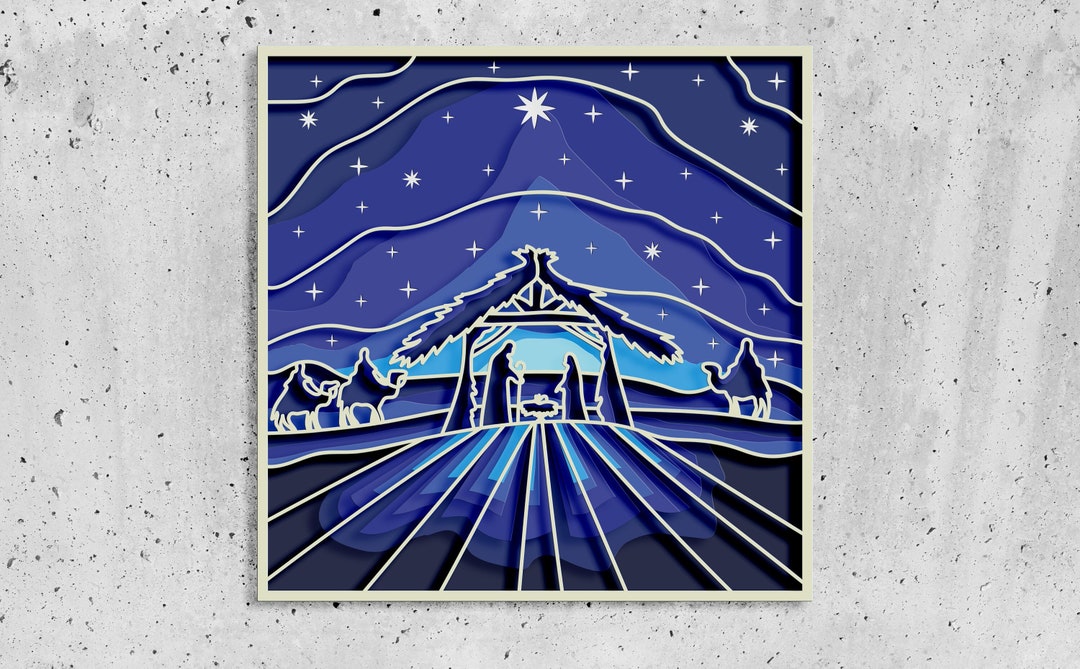 3D Nativity Shadow Box, Christmas Shadow Box SVG, Christmas Layered ...