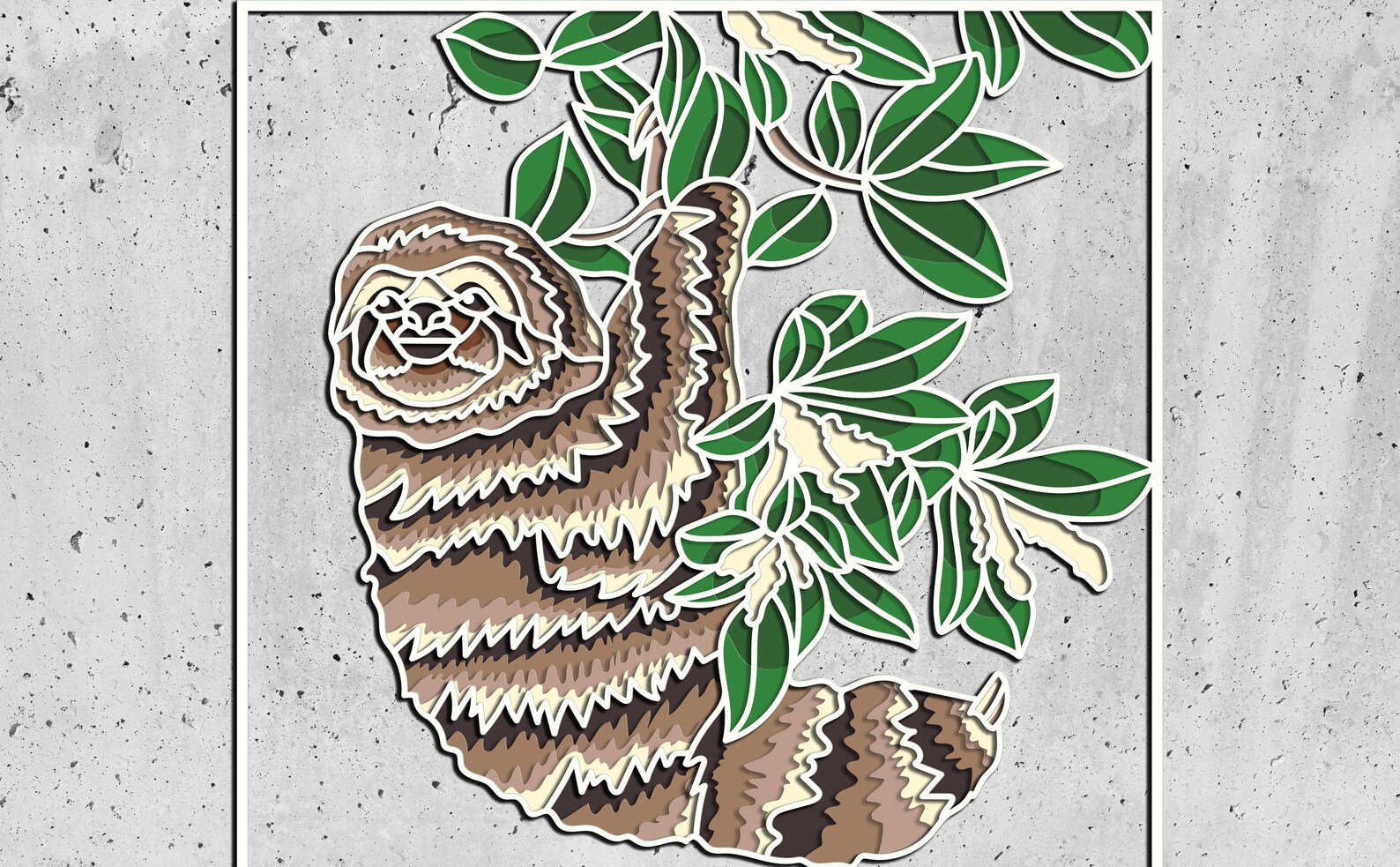 Sloth 3D Layered SVG for Cardboard / Sloth 3D Papercraft / SVG File for ...