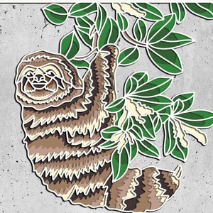 Sloth 3D Layered SVG for Cardboard / Sloth 3D Papercraft / SVG File for ...
