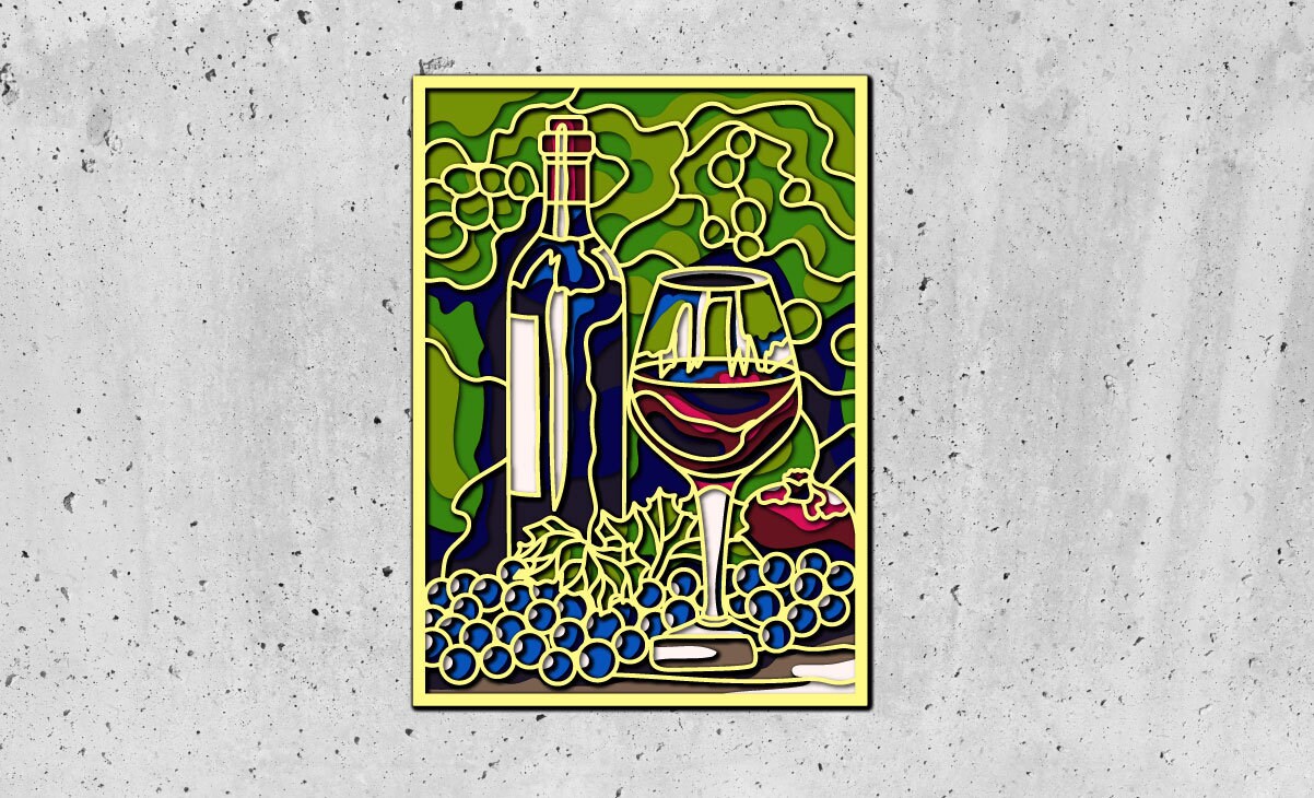 Wine 3D Layered Cardstock SVG / Wine 3D Papercraft / SVG File for ...