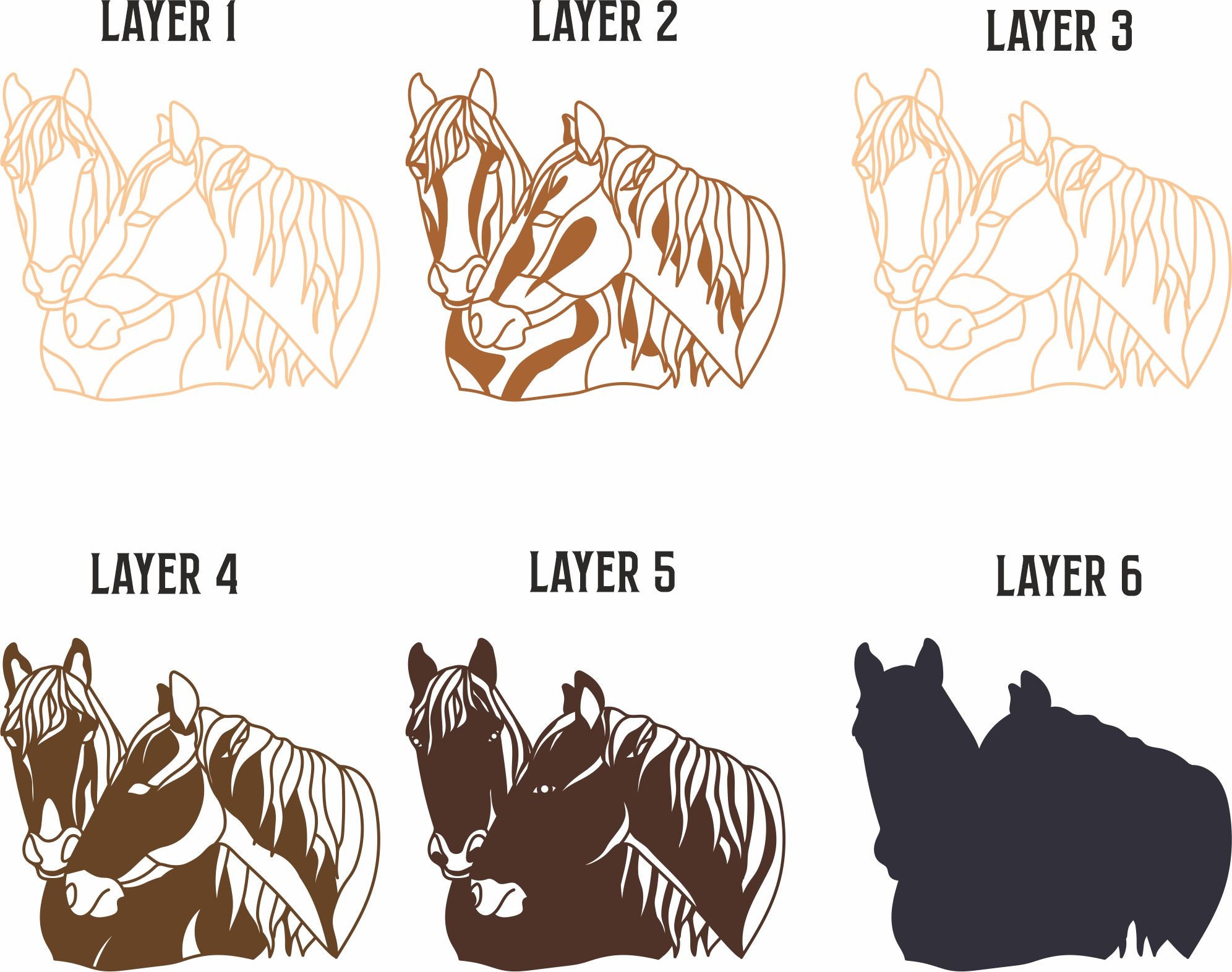 Horse Layered Svg,horse Mandala Cut File , Plywood Cutting , Paper ...