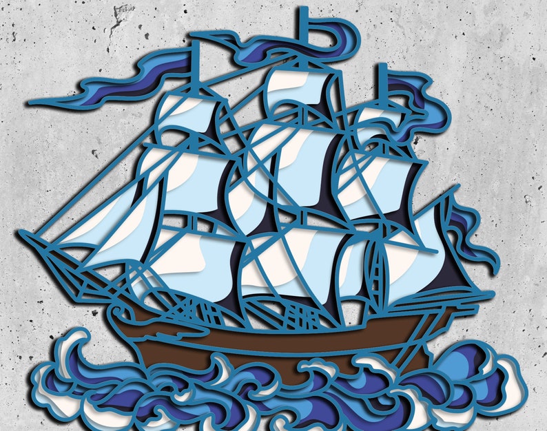 Ship Cut File ship Multi-layer SVG 3D Layered Plywood - Etsy