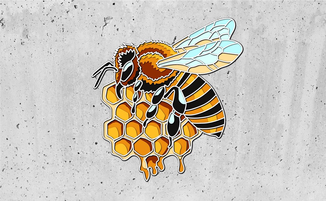 3D Bee Shadow Box SVG Layered Svg,honey Comb 3d Svg,papercut Svg ...
