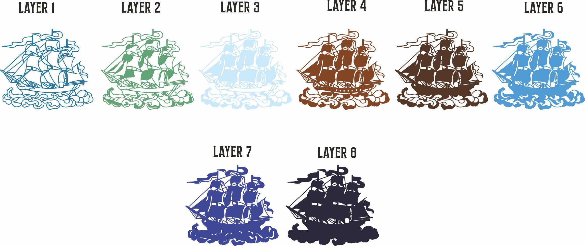 Ship Cut File ,ship Multi-layer SVG , 3D Layered, Plywood Cutting ...