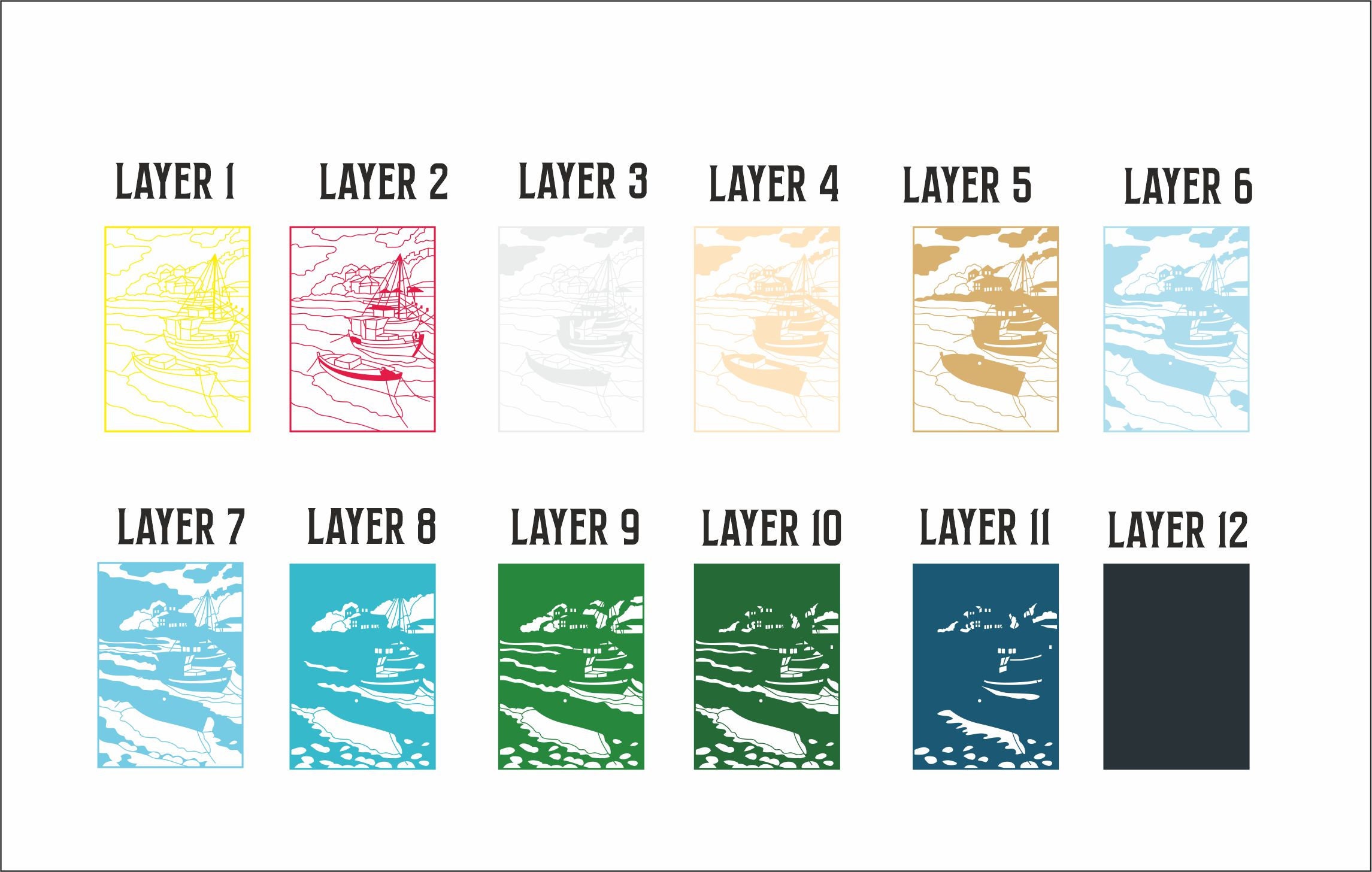 Seascape With Boats 3D Mandala SVG Files Laser Cut Template - Etsy Canada