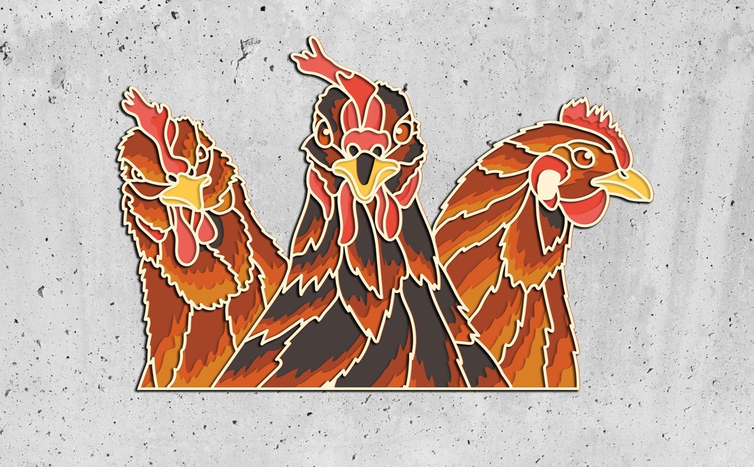 Peeping Chicken 3D Layered Cardboard SVG /animals 3D Papercraft / SVG ...