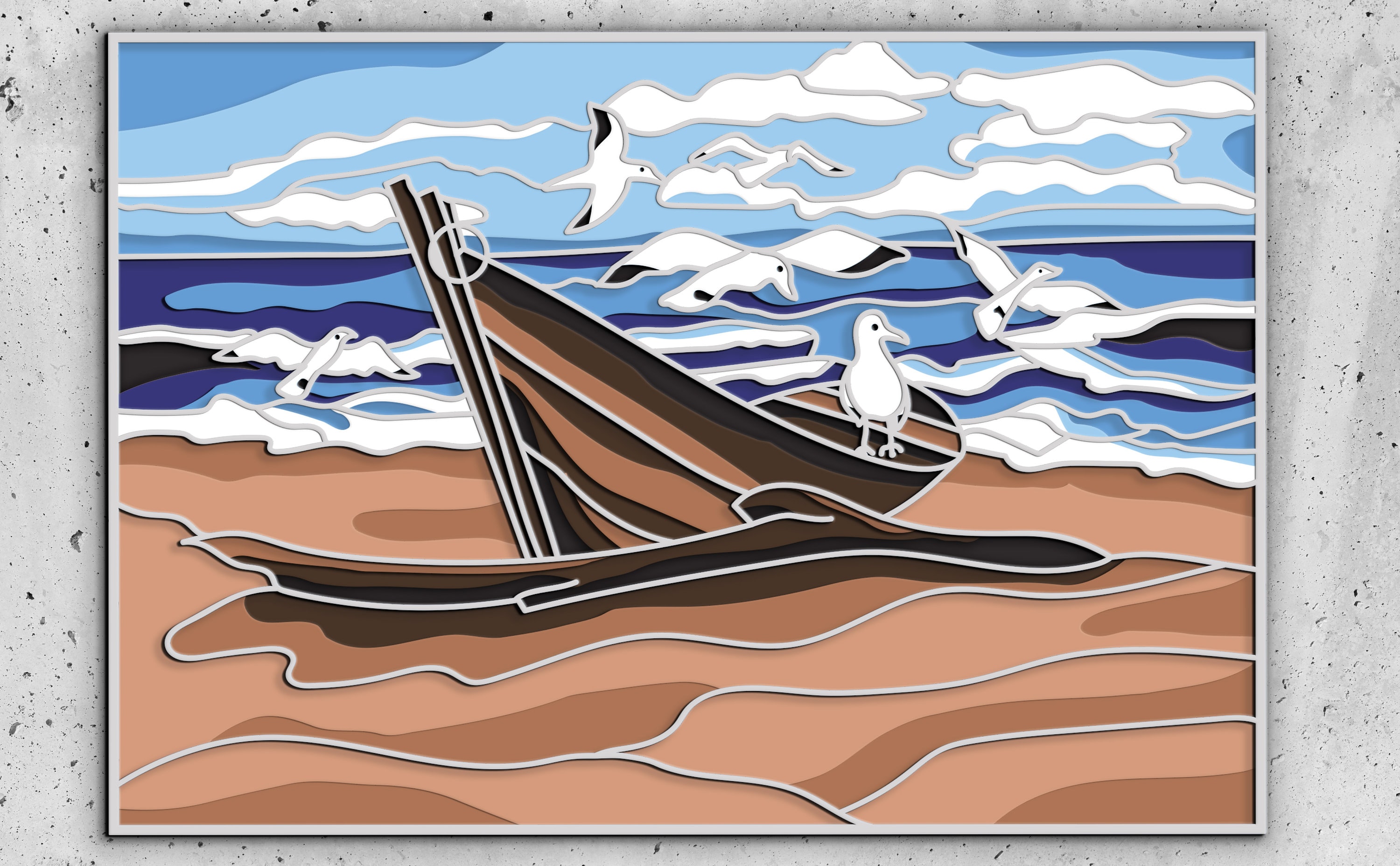 Seascape With Boats 3D Mandala SVG Files Laser Cut Template - Etsy UK