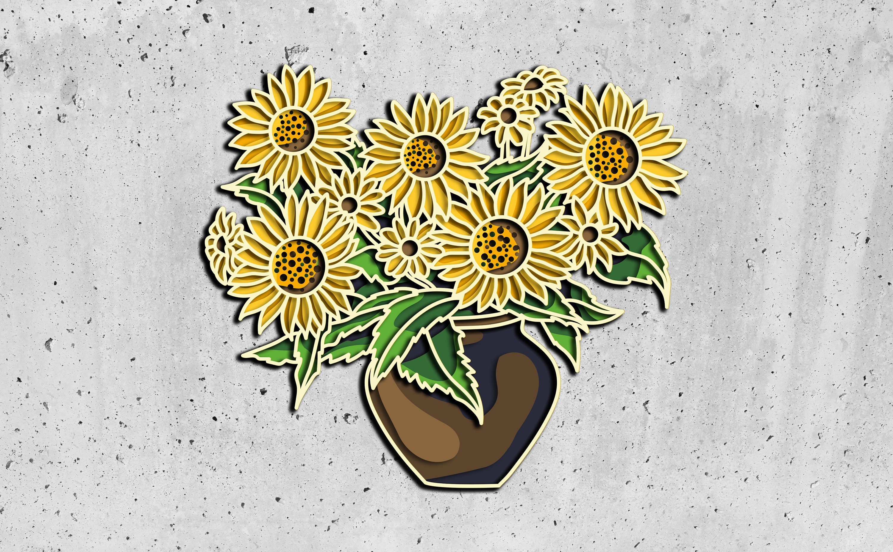 Sunflower 3D Svg, Flowers 3d Laser Svg, Layered Svg Files for Laser or ...