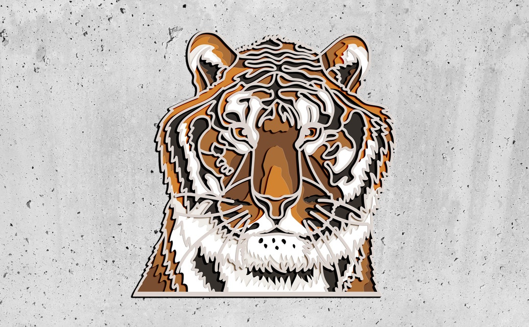 Tiger 3D Layered SVG for Cardstock,animal 3D Papercraft,colorful Tiger ...