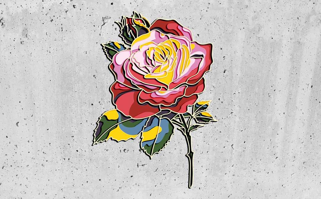 Rose 3D Layered SVG for Cardstock,rose Memorial Box,colorful Rose 3D ...