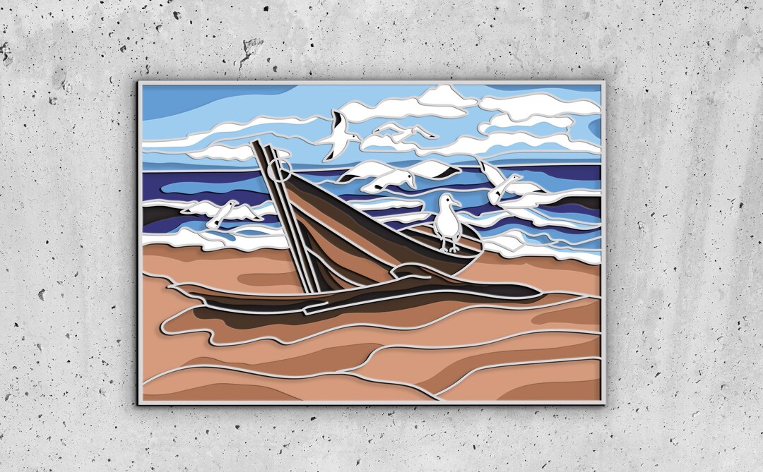 Seascape With Boats 3D Mandala SVG Files, Laser Cut Template Files ...