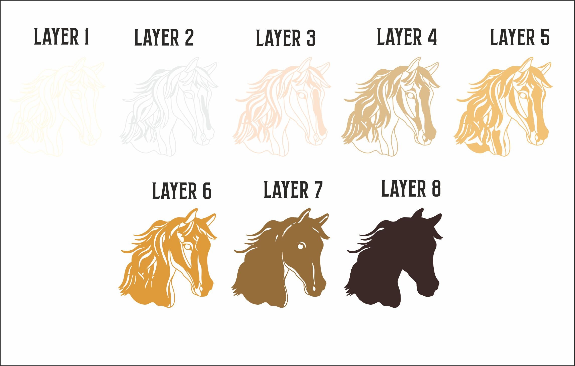 Horse Layer SVG, Horse Mandala Cut File, Plywood Cutting, Paper Cutting ...