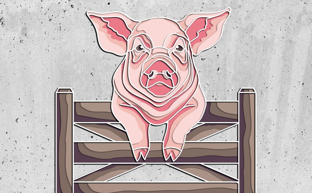 3D Pig Layered SVG for Cardstock, Laser Cut Template Files, Layered CNC ...