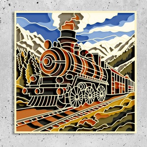 Mountain Mandala Svg File, 3D Steam Locomotive Svg Mandala, Laser Train ...