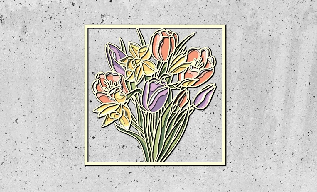Tulip 3D Zentangle SVG Files, Laser Cut Template Files, Layered CNC ...