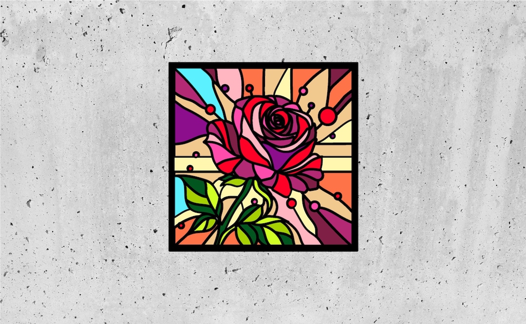 3D SVG Stained Glass Roses Flowers Shadow Box,roses Shadow Box Svg ...