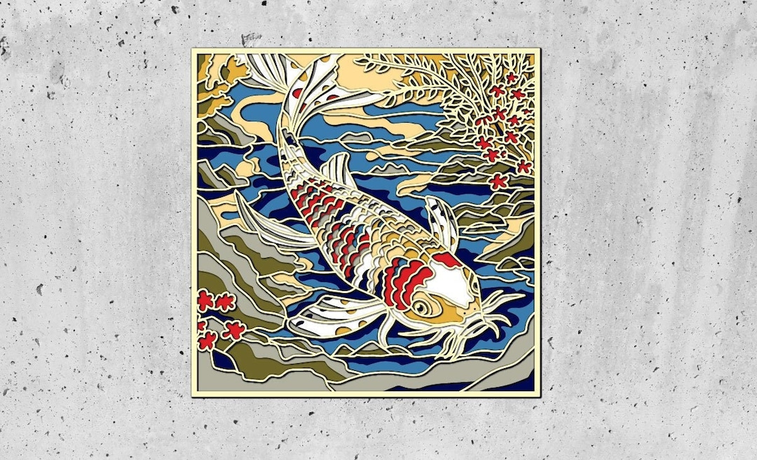 Layered SVG 3D Koi Fish Svg, Layer Plywood Cutting Paper Cutting SVG ...