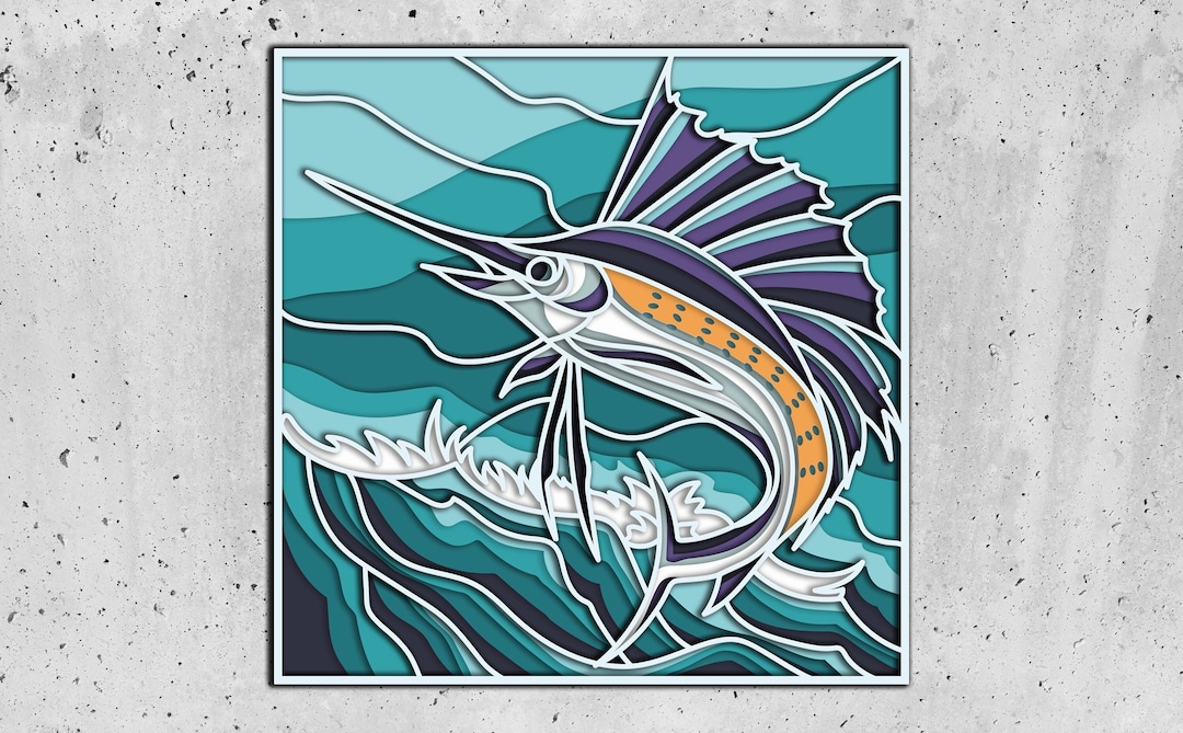 Marlin Fish 3D Mandala SVG Files, Laser Cut Template Files, Layered CNC ...