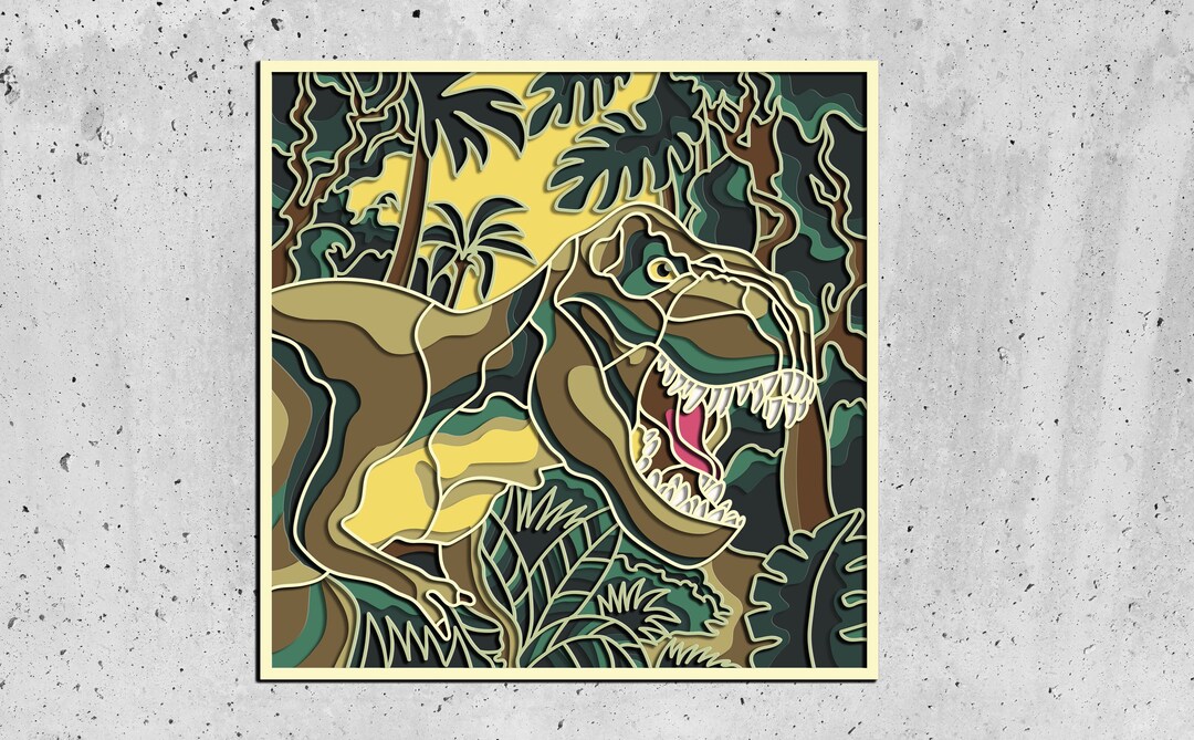 Dinosaurs 3D Mandala Svg Files, Laser Cut Template Files, Multilevel ...