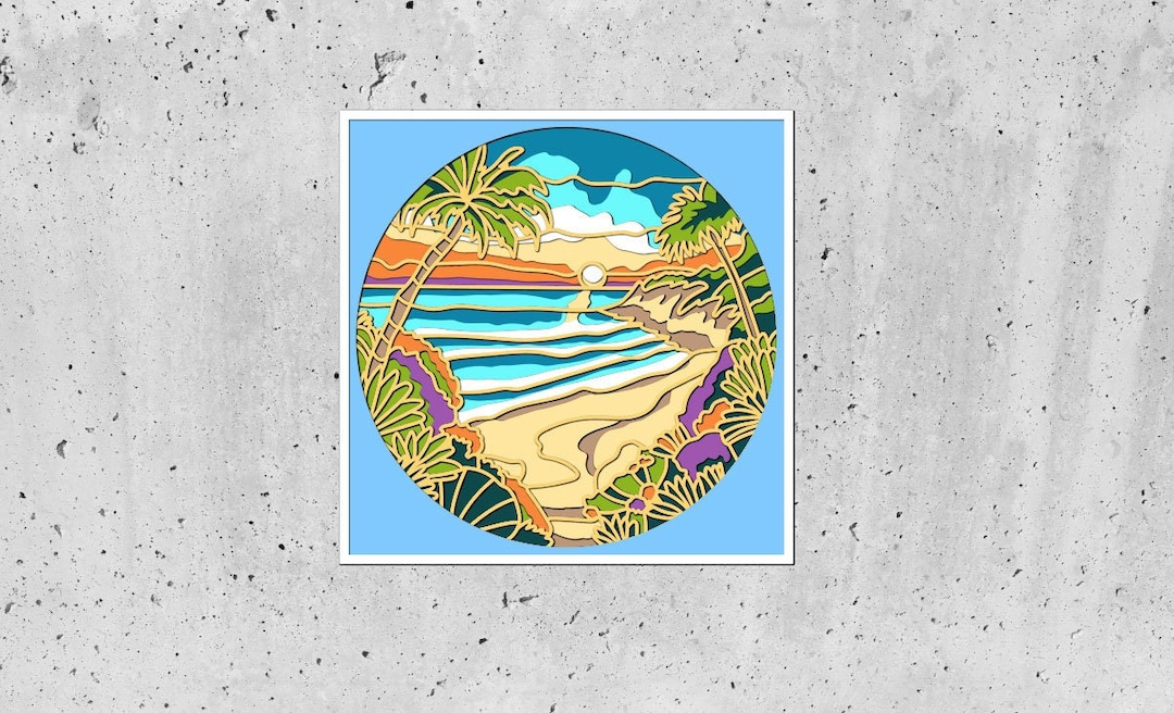 3D Layered Beach SVG, Sea Wave Shadow Box, Summer 3d Svg, Seashells Svg ...