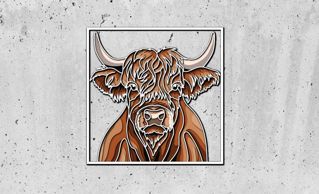 Highland Cow 3D Multilayer Cardstock Svg,cow Mandala Pop Art,highland ...