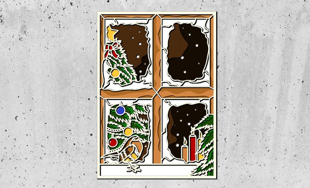 Christmas Window 3D Shadow Box SVG, Rustic Truck Style Layered ...