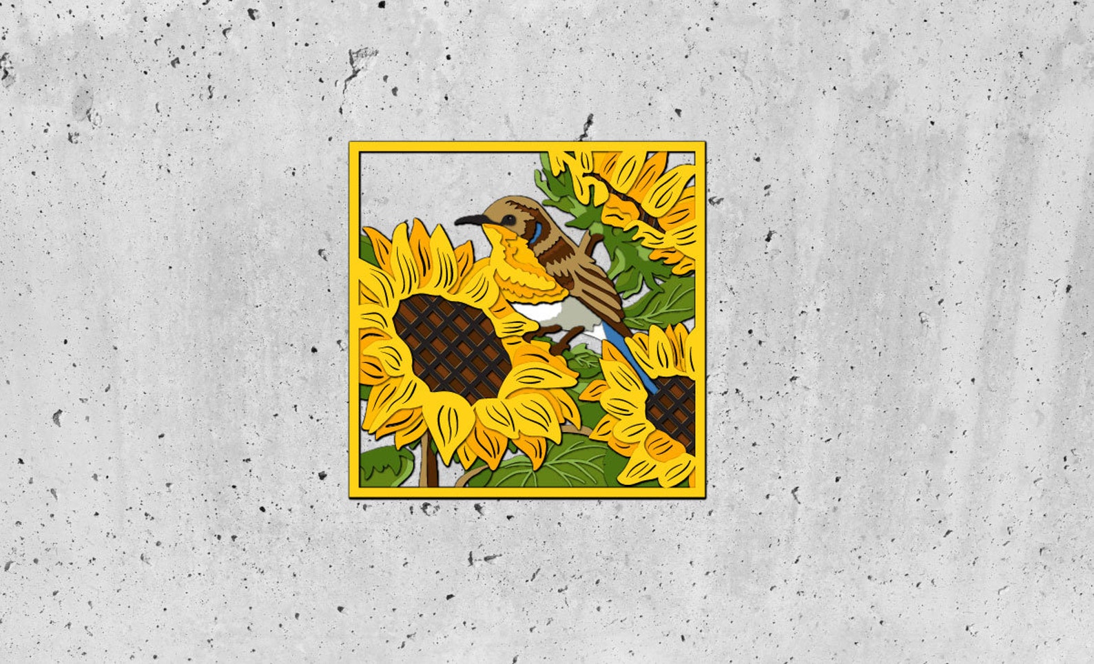 3D Layered Goldfinch With Sunflowers Shadow Box SVG,3D Sunflower ...