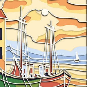 Sea Landscape With Boats 3D Mandala SVG Files, Laser Cut Template Files ...