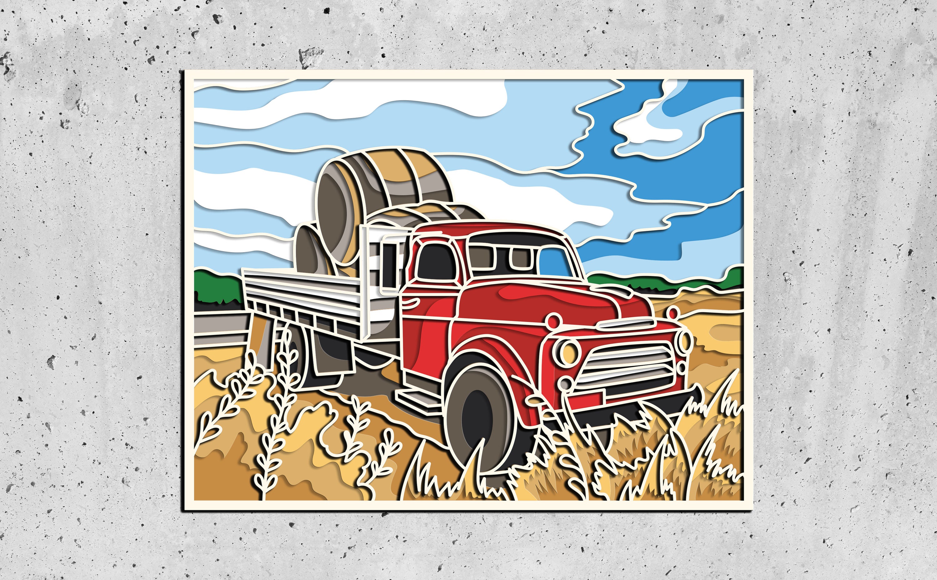 Farm Truck 3D Zentangle SVG Files, Laser Cut Template Files, Layered ...