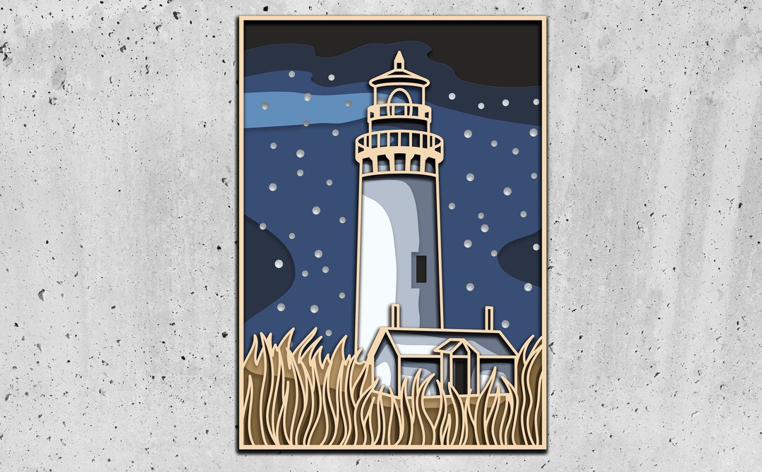 Lighthouse in Night 3D Mandala SVG Files, Laser Cut Template Files ...