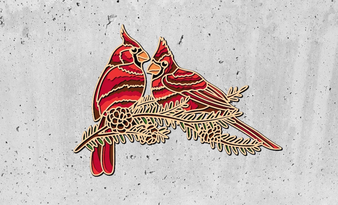 3d CARDINAL Svg, Christmas Mandala Cutting File, Plywood Cutting, Paper ...